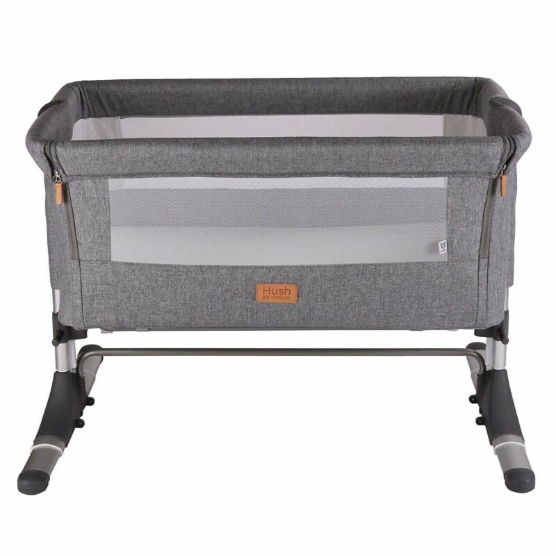 Venture Hush Bedside Baby Crib in Anthracite Grey with Height ...
