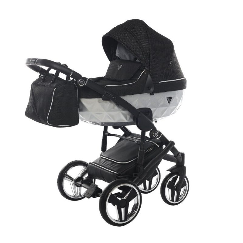 Baby Parm Mirror Satin Stroller 4in1 Travel System In Black and Silver ...